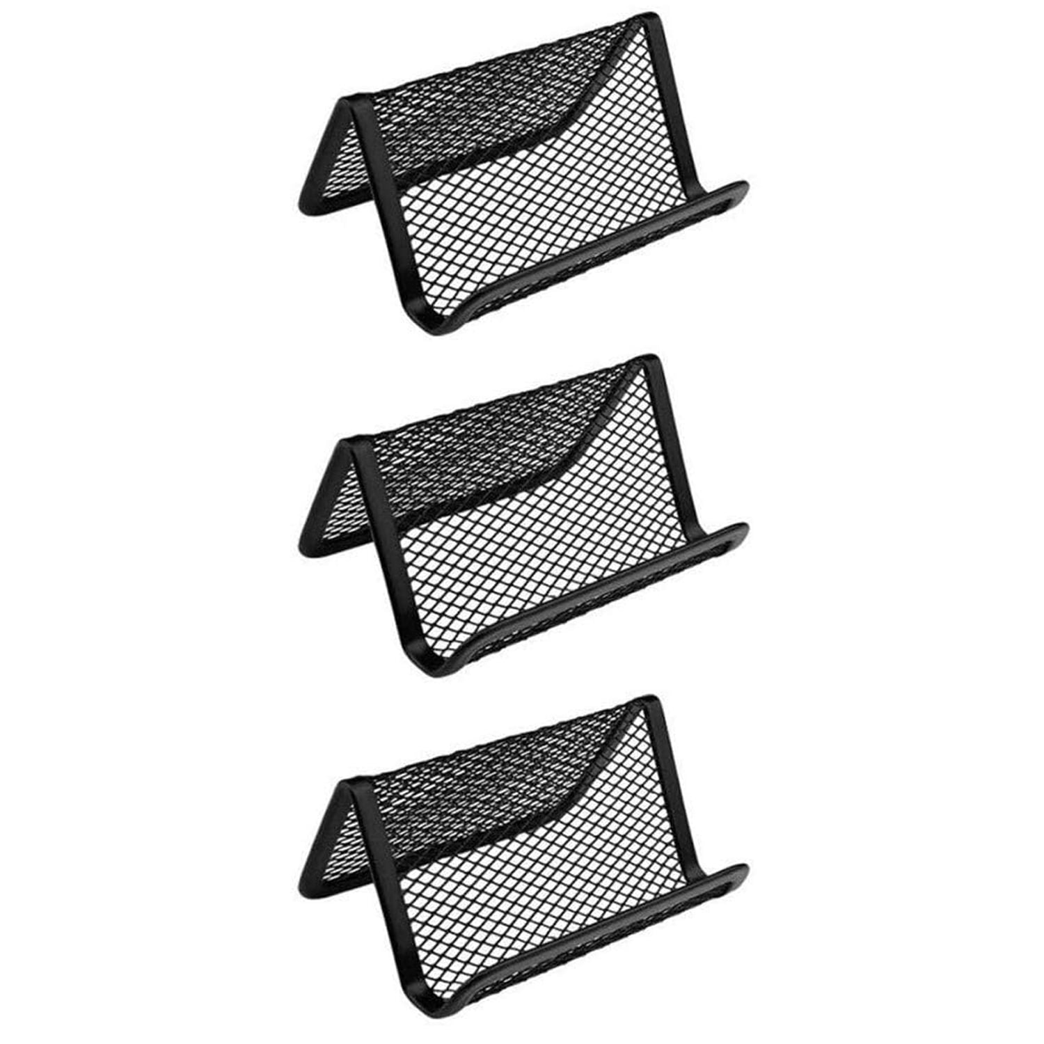 3 Pieces Mesh Business Card Holder Desk Metal Black Business Card ...