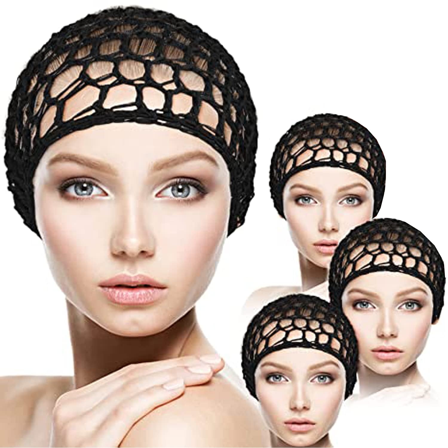 3 Pieces Mesh Crochet Hair Net,Hair Wrap for Sleep,Reusable Crocheted ...