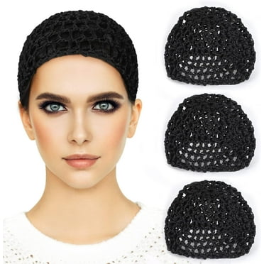 4 Pcs Mesh Crochet Hair Net, Rayon Knit Snood Hat, Hair Wrap for Sleep ...