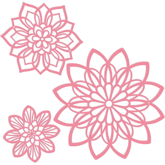 3 Pieces Metal Flowers Wall Decor, Black Wall Decoration Metal, Flower ...