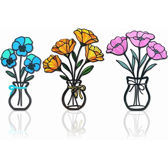 3 Pieces Metal Vase Flowers Wall Arts Decor, Rustic Farmhouse Style ...