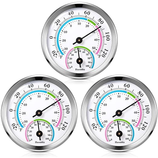 3 Pieces Mini Thermometer Hygrometer Indoor Outdoor Thermometer ...