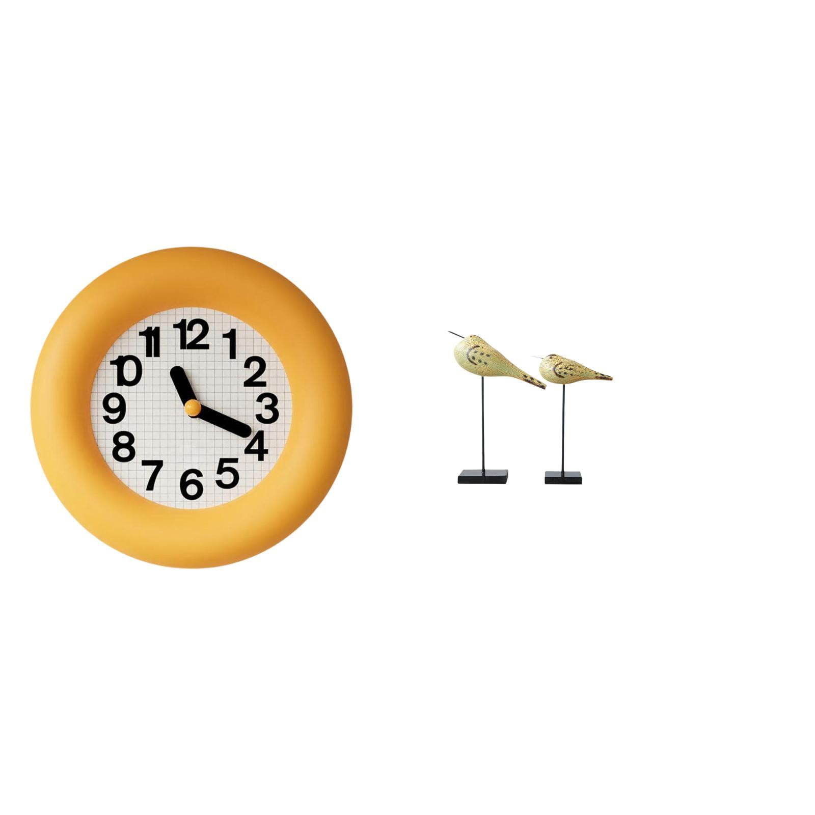 3 Pieces Modern Wall Clock Bird Statues Wooden Animal Ornaments Silent ...