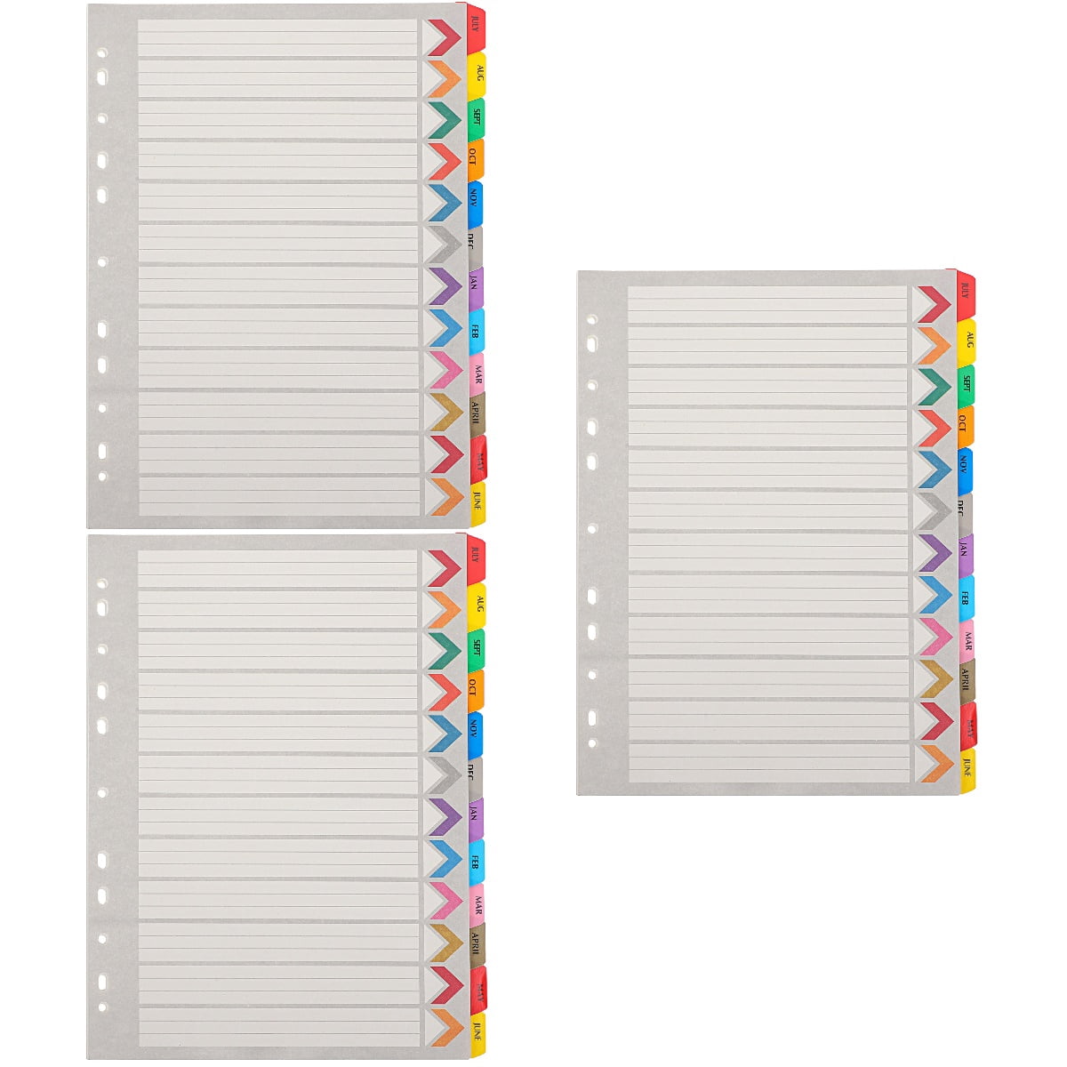 3 Pieces Monthly Tab Dividers Category Label Board Journal Detachable ...