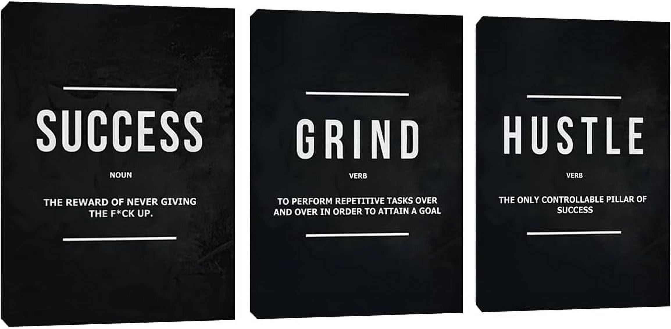 3 Pieces Motivational Success Canvas Wall Art Hustle Posters Prints ...