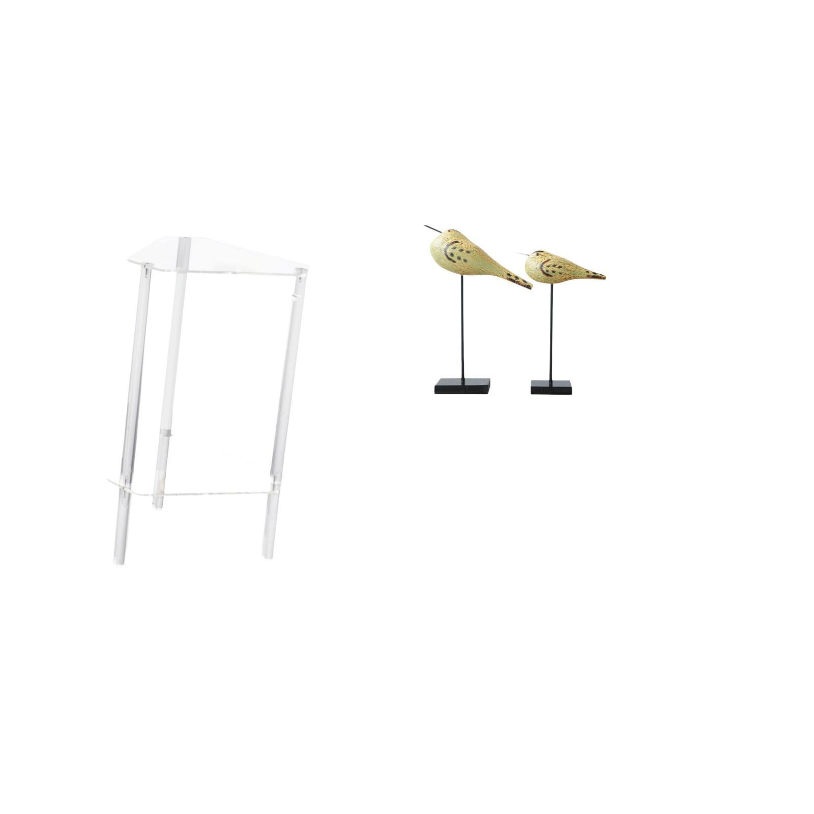 3 Pieces Nightstand Clear Acrylic Side Table Wood Bird Statues for ...