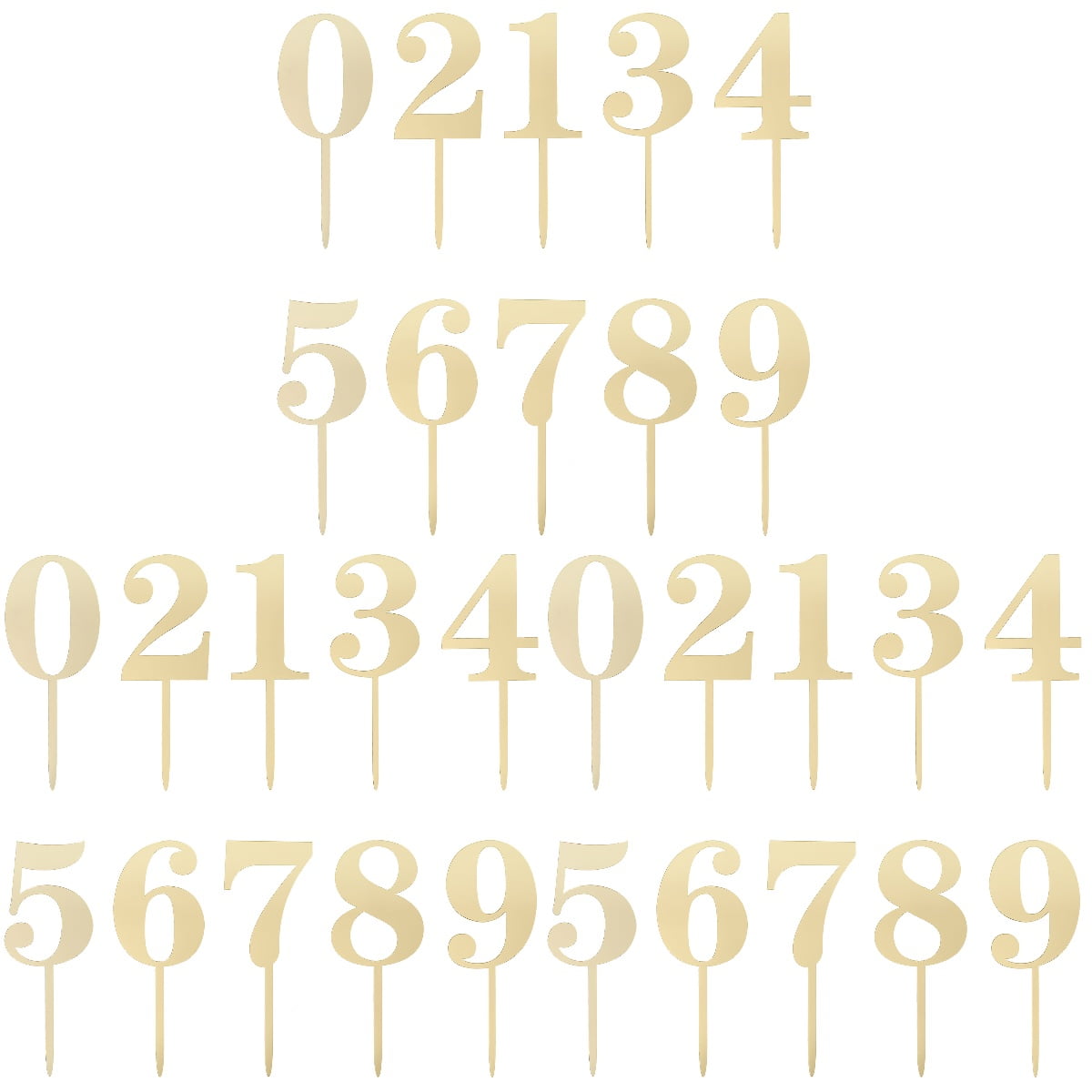 3 Pieces Number Cake Topper Gold Fairy Cupcake Toppers Digital Insert ...