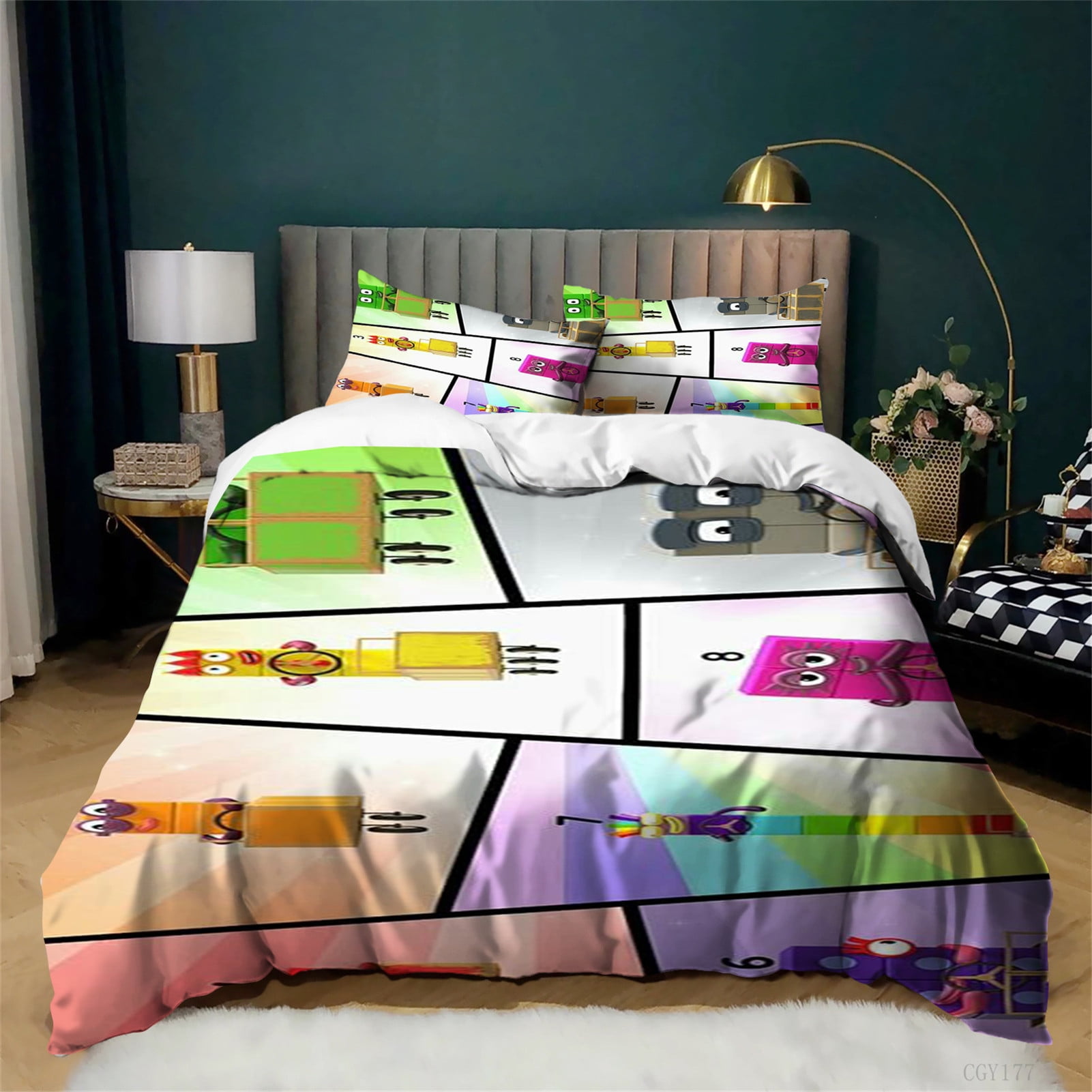 3 Pieces Numberblocks Bedding Set Soft Breathable Comforter Set for ...