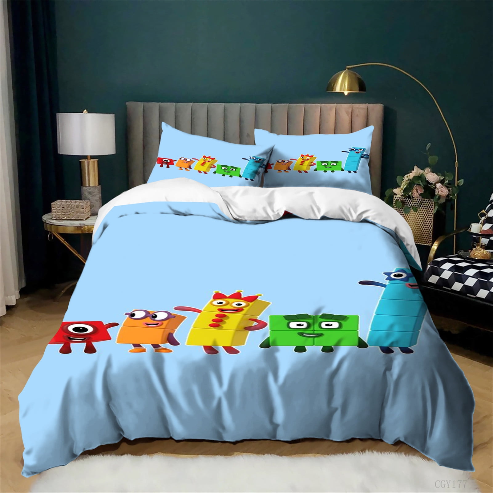 3 Pieces Numberblocks Duvet Cover Set Ultra Soft Bedding Set ...