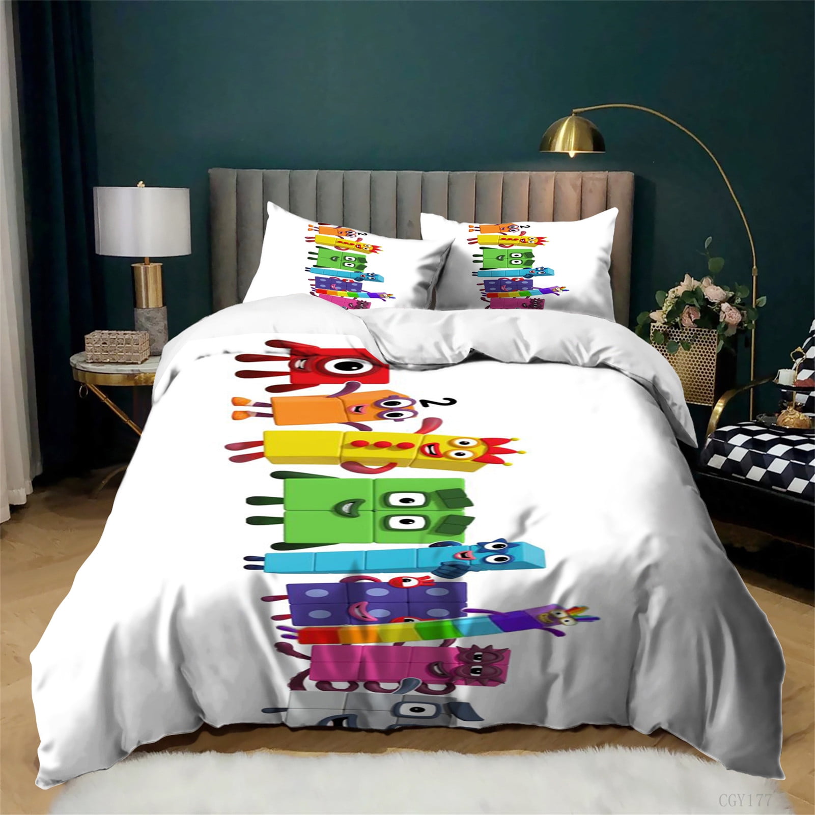 3 Pieces Numberblocks Duvet Cover Set Ultra Soft Bedding Set ...