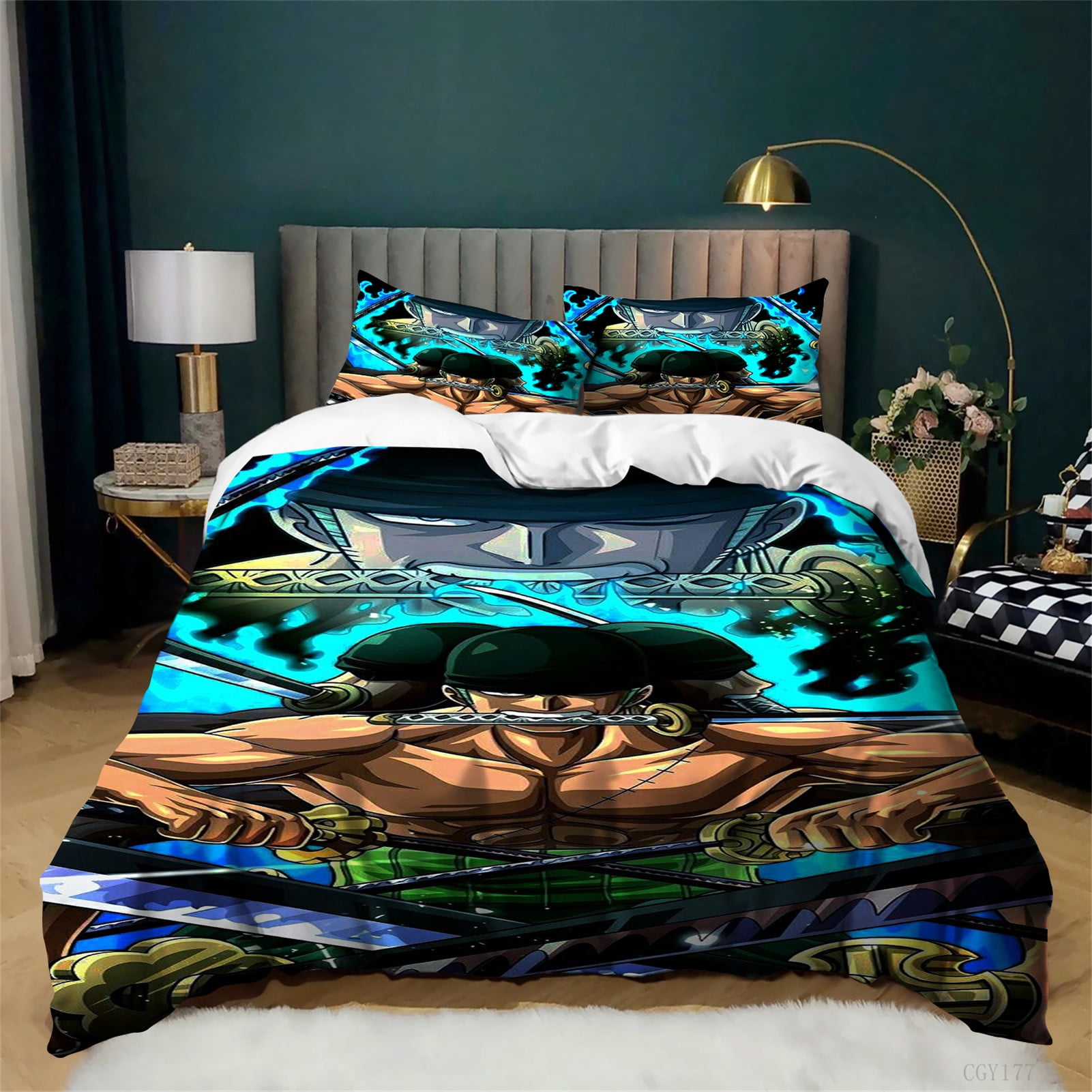 3 Pieces One Piece Bedding Set All Season Soft Breathable Quilt Cover ...