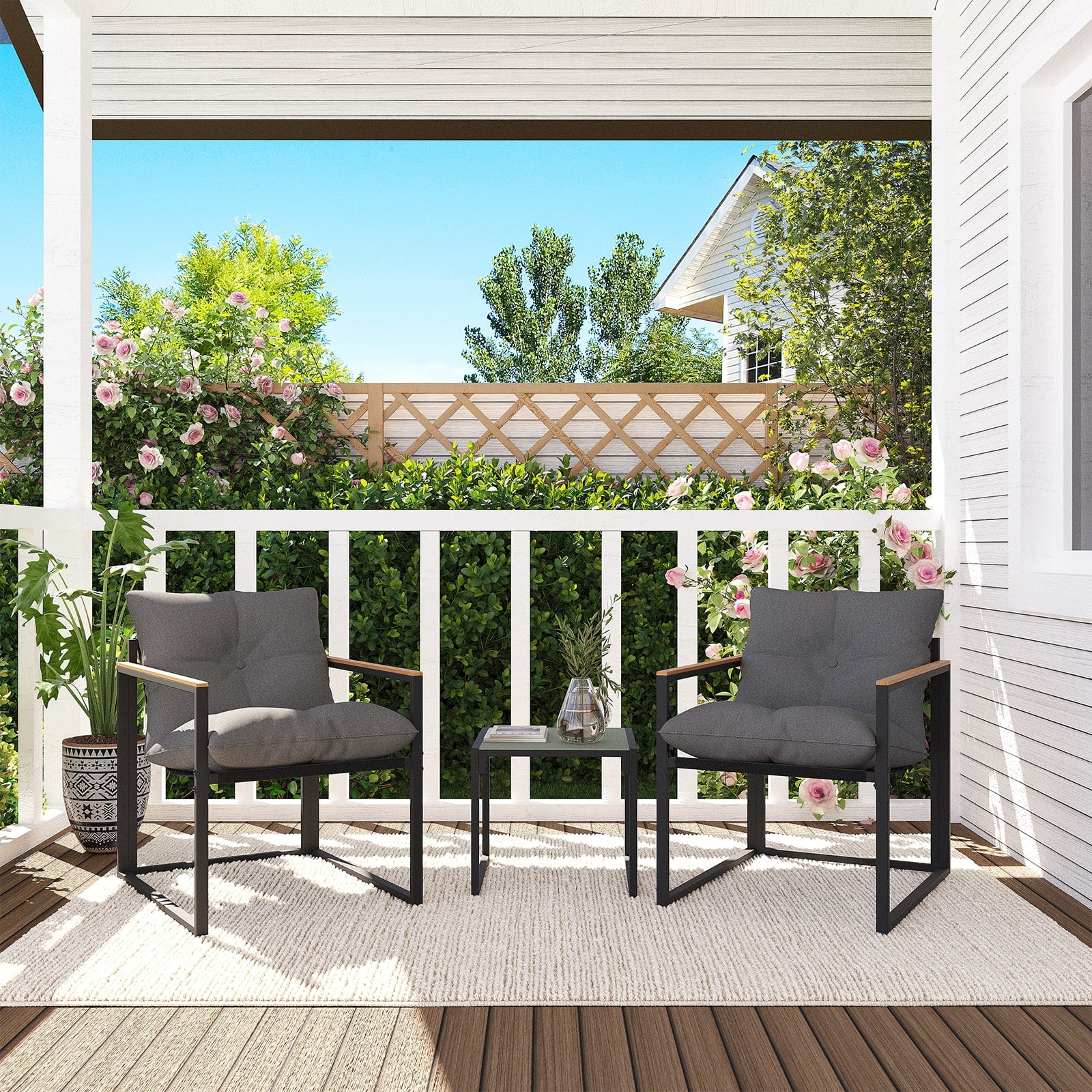 3 Pieces Outdoor Patio Furniture Sets, Balcony Furniture for Apartment ...