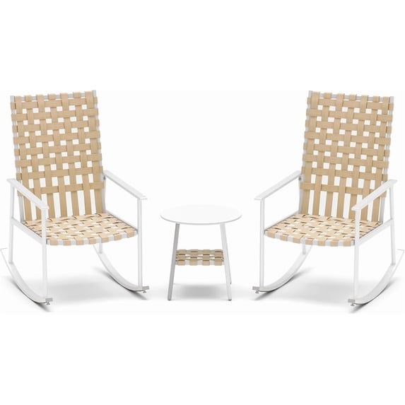 3 Pieces Outdoor Rocking Bistro Set, Small Patio Furniture Set with 2 ...