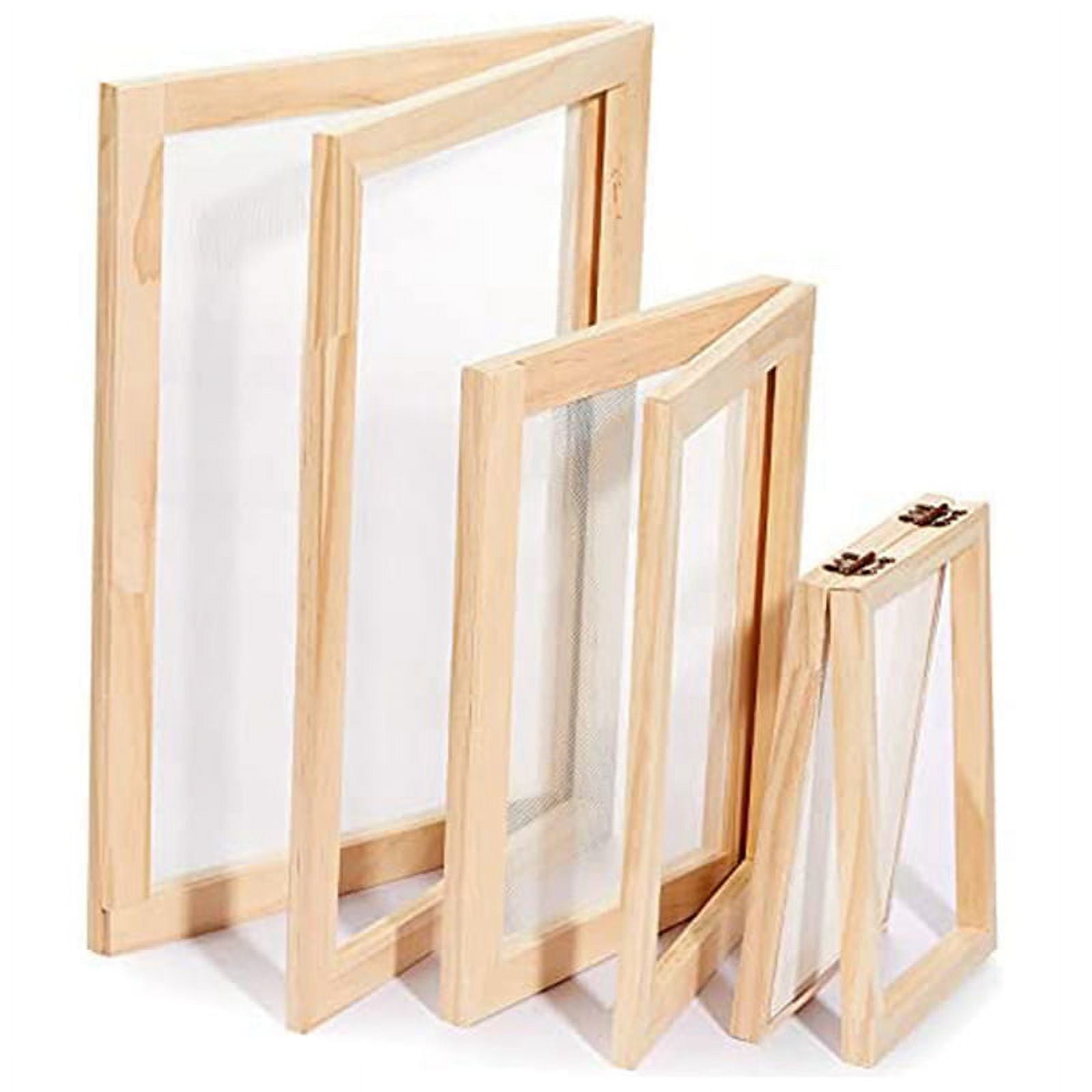 3 Pieces Paper Wooden Paper Mold Making Screen Kit 3 Size Frames for ...