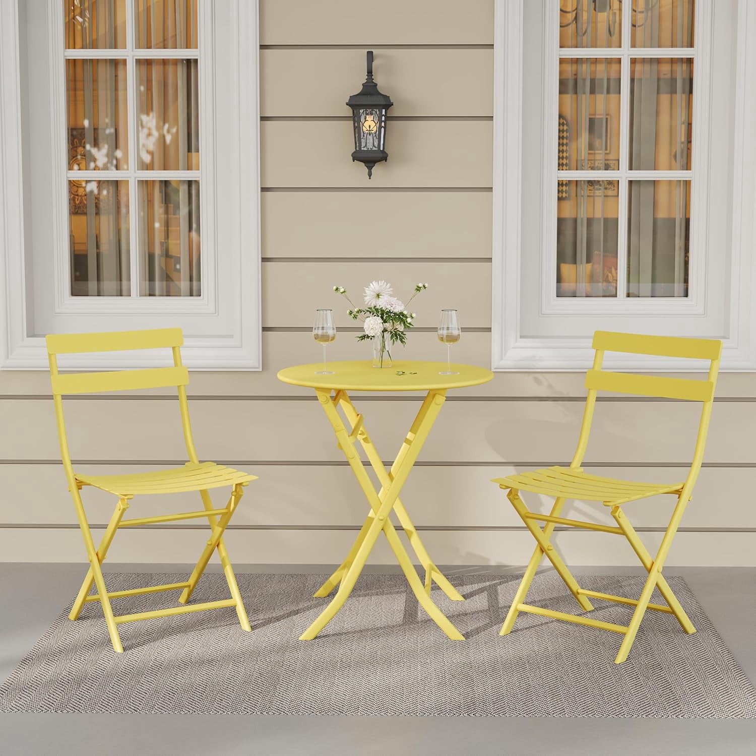 3 Pieces Patio Bistro Set for Outdoor Bistro Table and Chairs Set of 2 ...