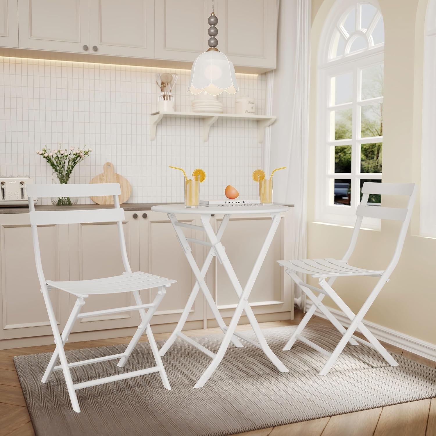 3 Pieces Patio Bistro Set, Outdoor Folding Table and Chairs Set of 2 ...