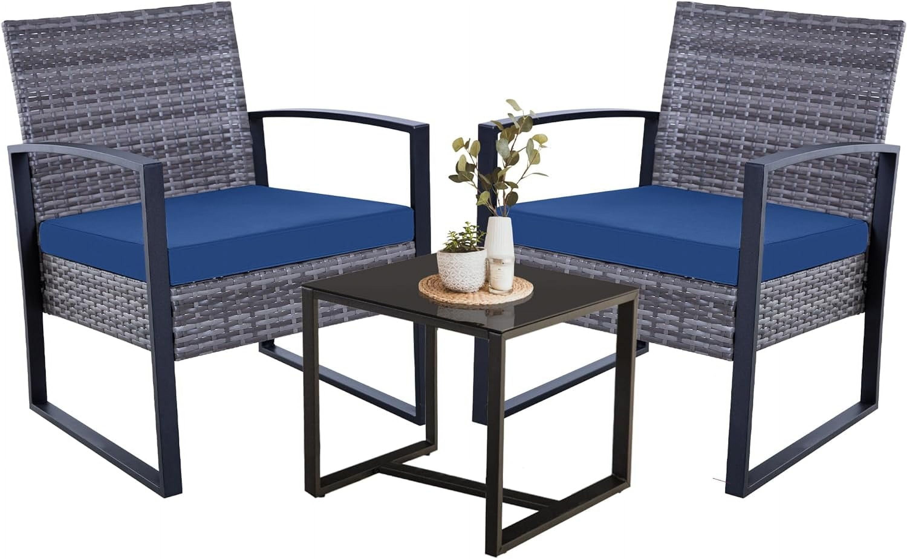 3 Pieces Patio Bistro Sets, Outdoor Wicker Furniture Set,Rattan ...