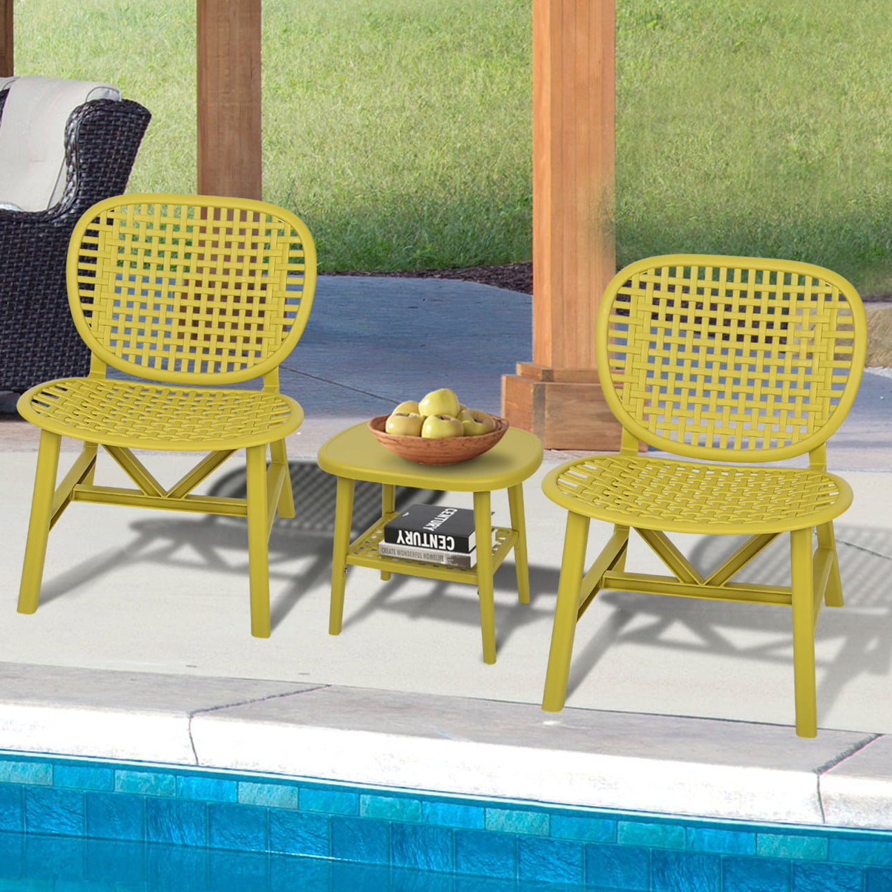 3 Pieces Patio Furniture Set, Patio Table Chair Set With With Open ...