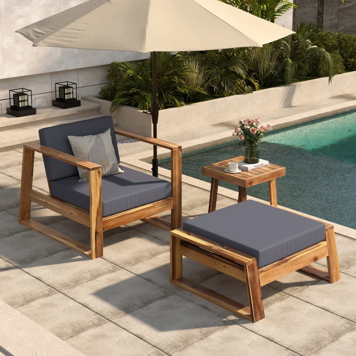 3 Pieces Patio Furniture Set with Thick Cushions and Backrest, Outdoor ...