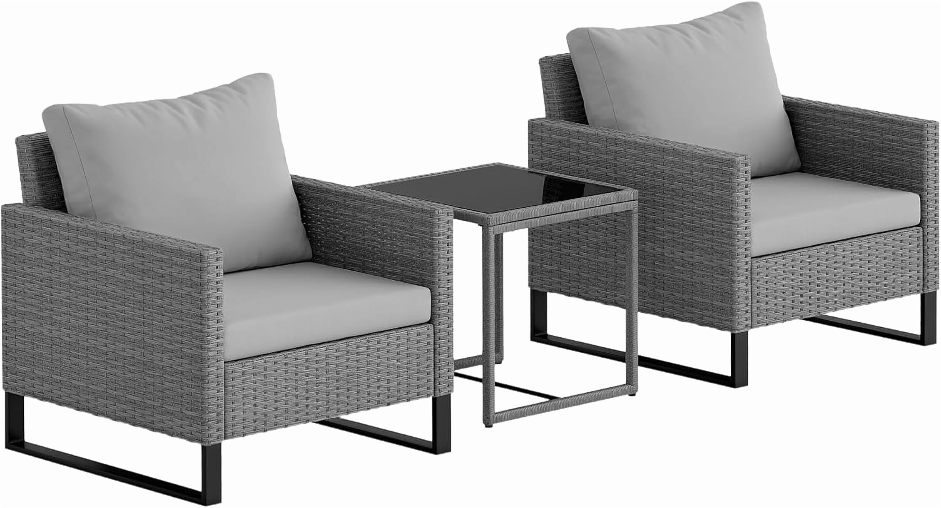 3 Pieces Patio Furniture Set, Wicker Conversation Bistro Set with 4 ...