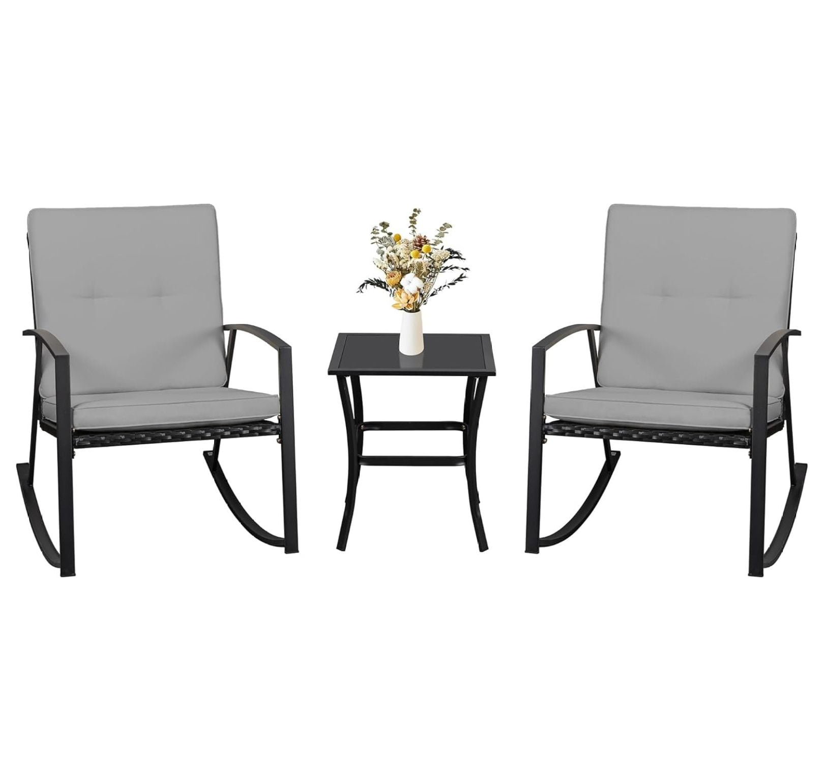 3 Pieces Patio Set Outdoor Wicker Patio Furniture Sets Modern Rocking ...