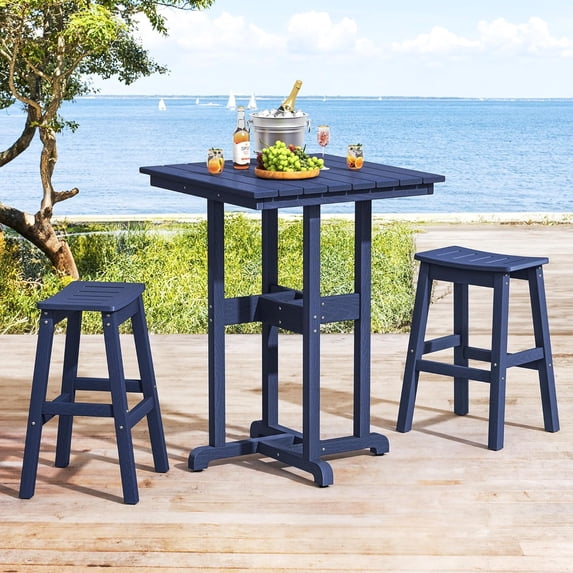 3-Pieces Patio Table and Bar Set, Extra-Large 27.5 * 27.5 * 37.5in ...
