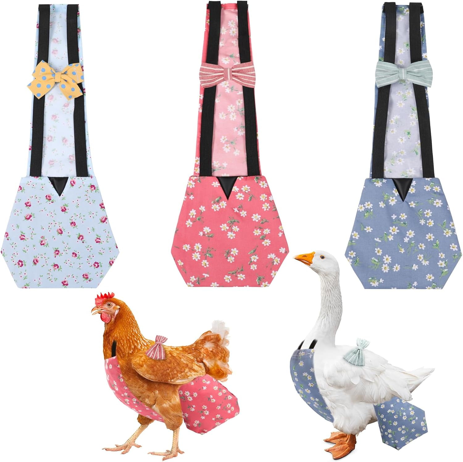 3 Pieces Pet Chicken Diapers for Hens,Reusable Duck Diapers with Bow ...
