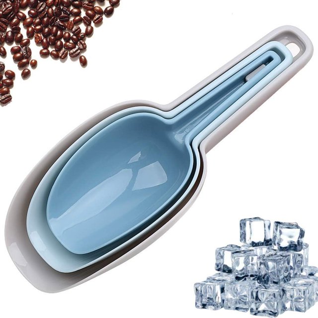3 Pieces Plastic Ice Scoop Nesting Stackable Plastic Kitchen Scoops ...