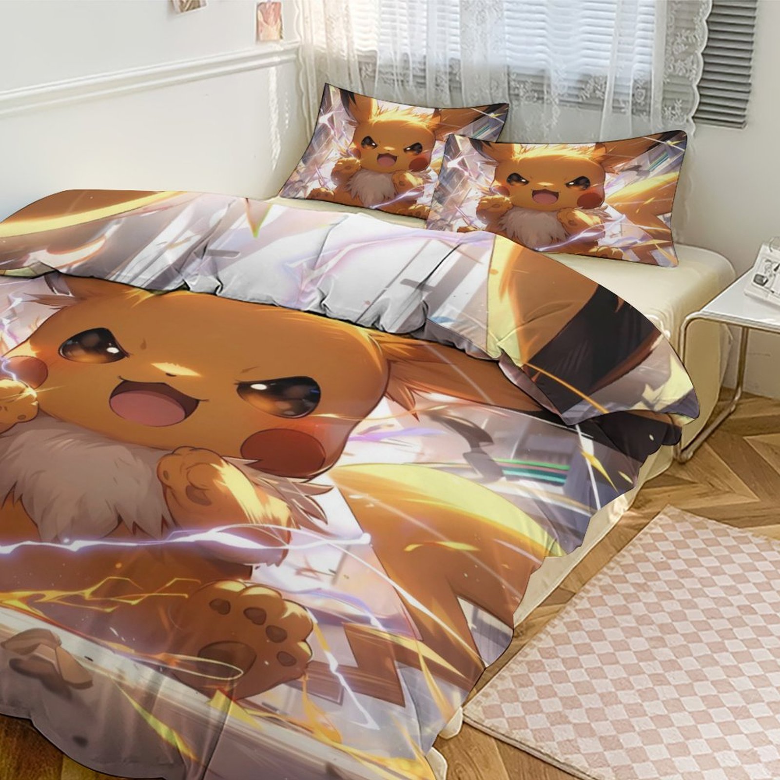 3-Pieces Pokemon Pikachu Quilt Cartoon Bedding Sets with 1 Quilt Cover ...