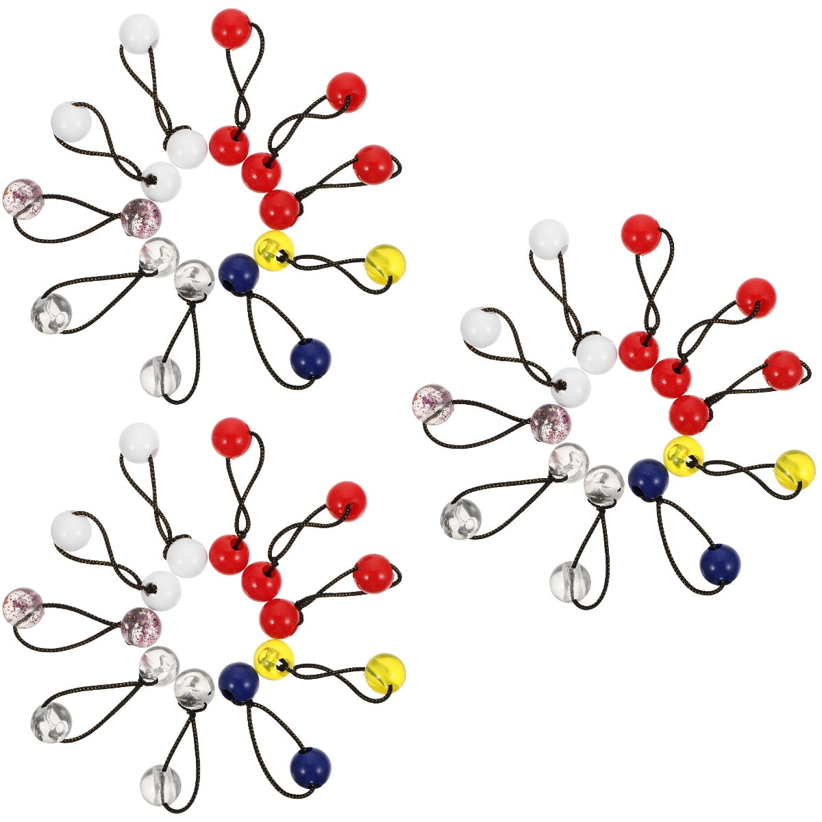 3 Pieces Ponytail Double Bead Head Rope Hair Elastics Kids Ties Toddler ...
