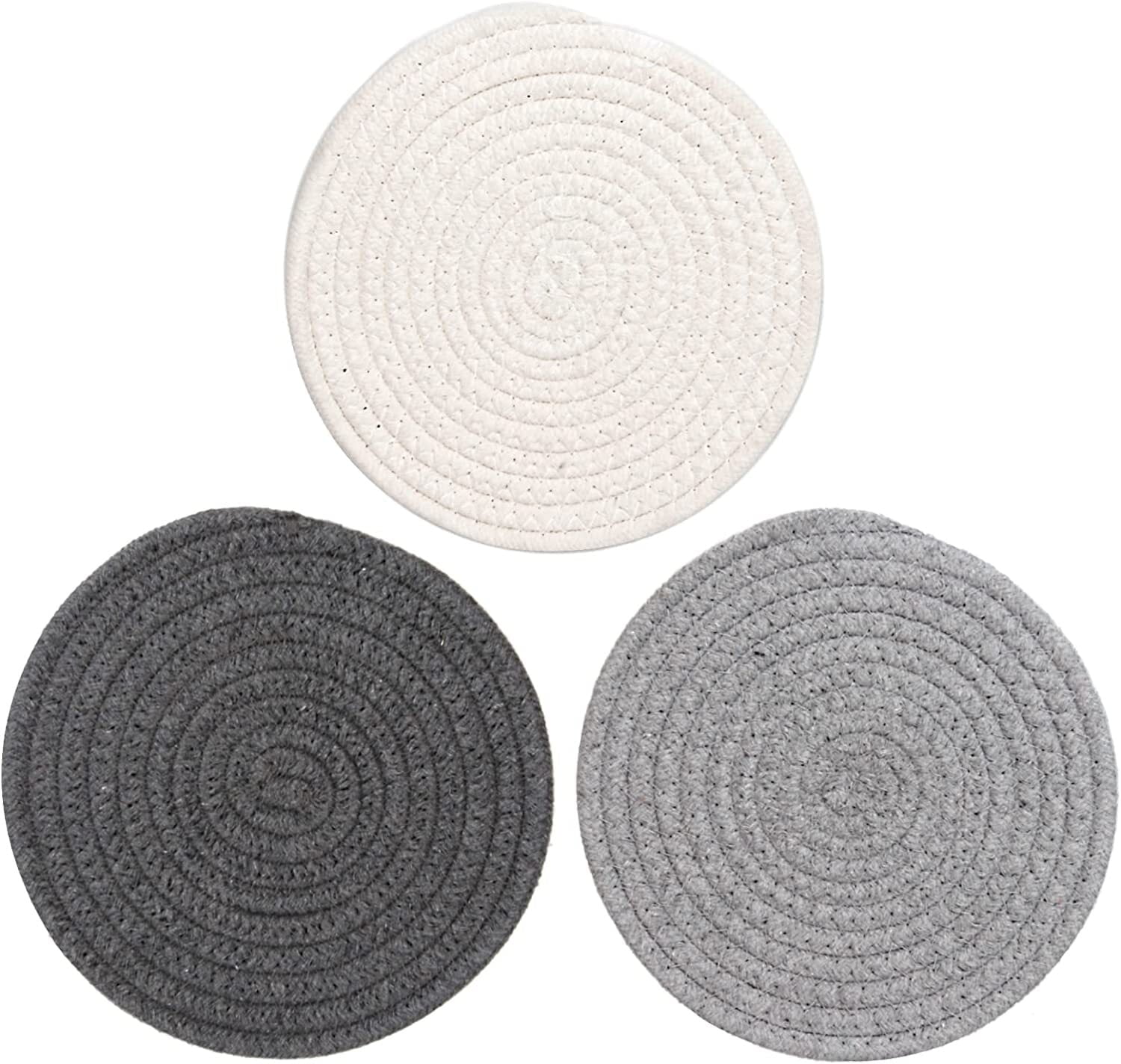 3 Pieces Pot Trivets Large Braided Woven Trivet Coaster, Cotton Thread ...