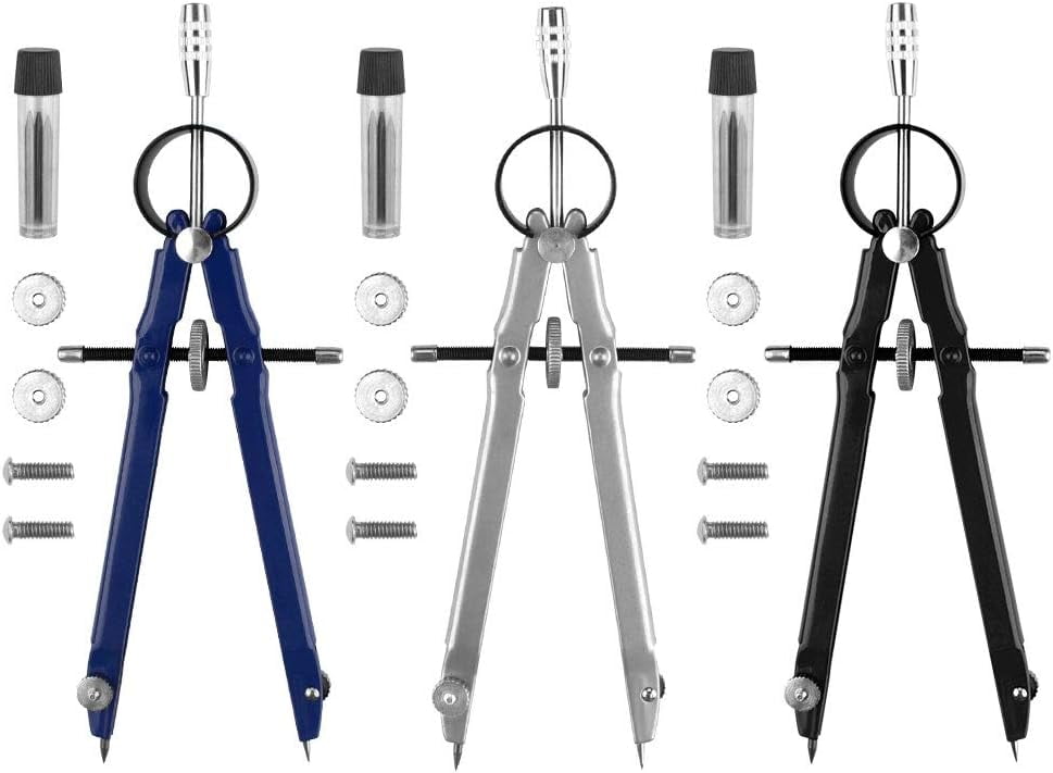 3 Pieces Professional Compass - Metal Drawing Compass with 24cm ...
