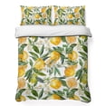 3 Pieces Queen Quilt Set,Yellow Lemon Green Leaves Flowers Soft Bedding ...