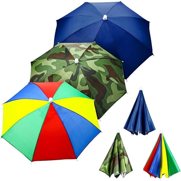 3 Pieces Rainbow Umbrella Hats Camouflage Fishing Cap Beach Umbrella ...