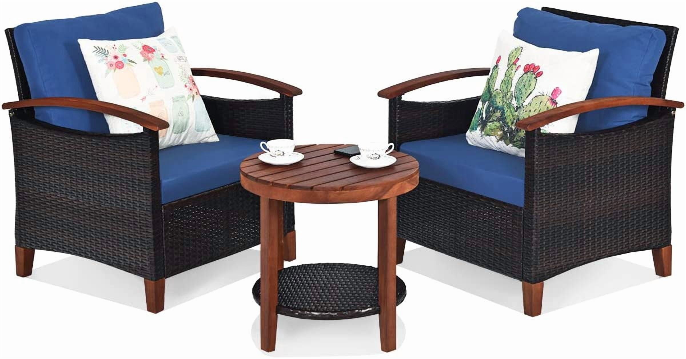 3 Pieces Rattan Furniture Set Outdoor Patio Conversation Set Wicker ...
