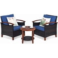 3 Pieces Rattan Furniture Set Outdoor Patio Conversation Set Wicker ...