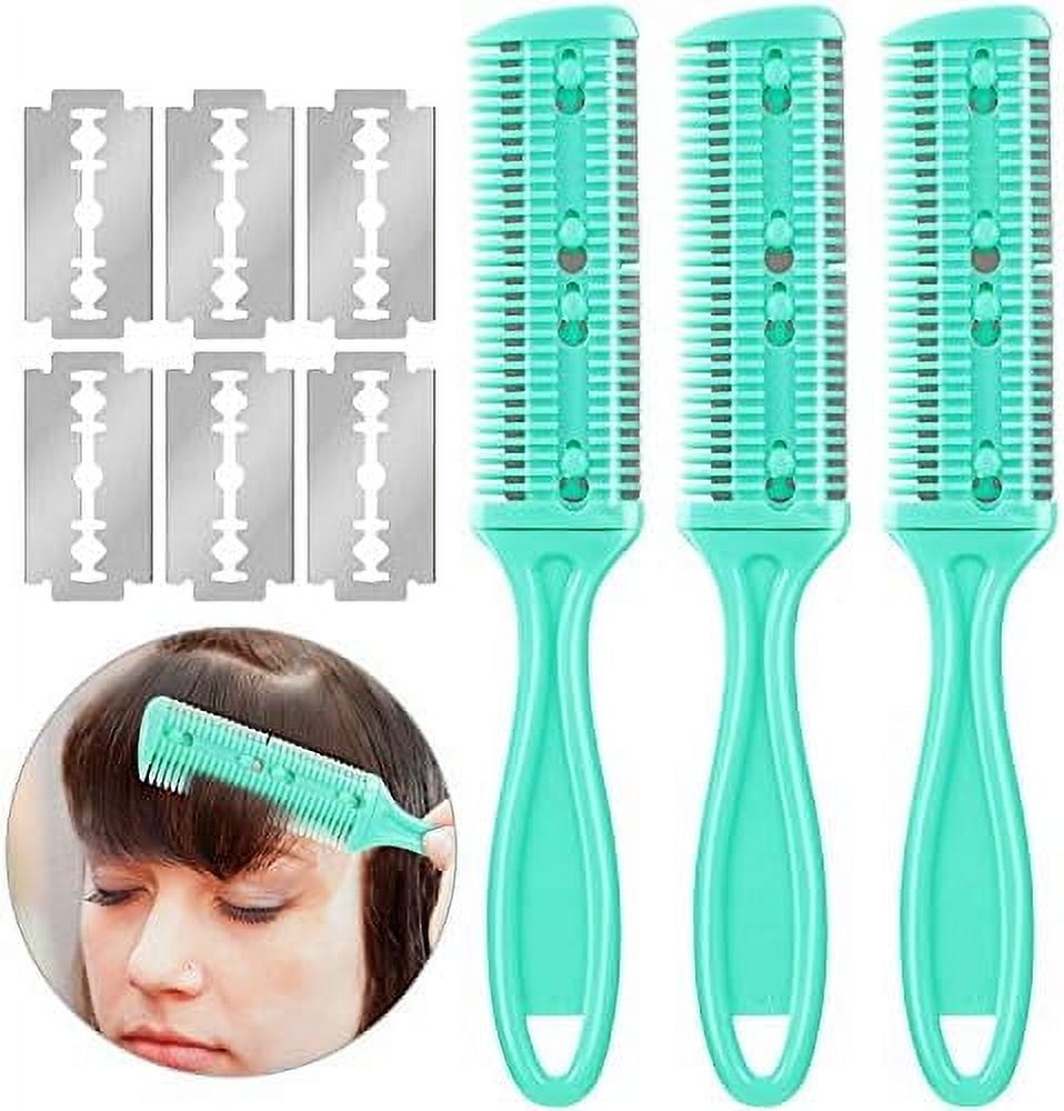 3 Pieces Razor Comb with 10 Pieces Razors, Hair Cutter Comb Cutting ...