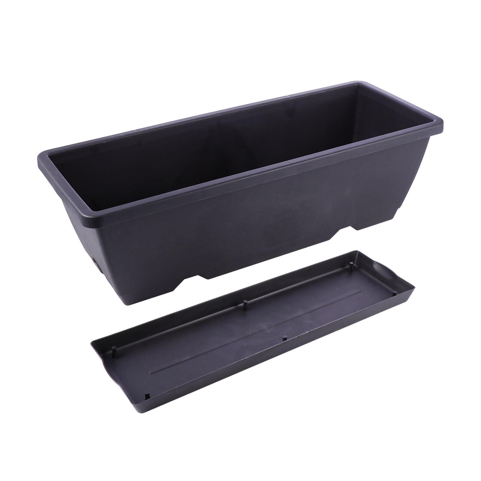 3 Pieces Rectangular Planting Trough Planter Pots Indoor Black ...