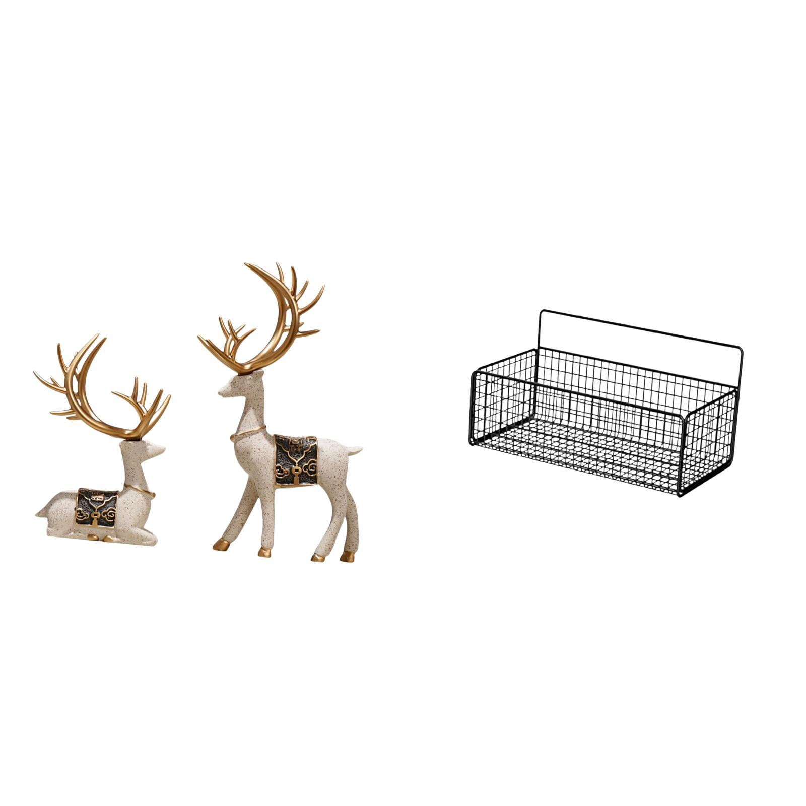 3 Pieces Reindeer Ornaments Storage Basket Stylish Wire Wall Mounted ...