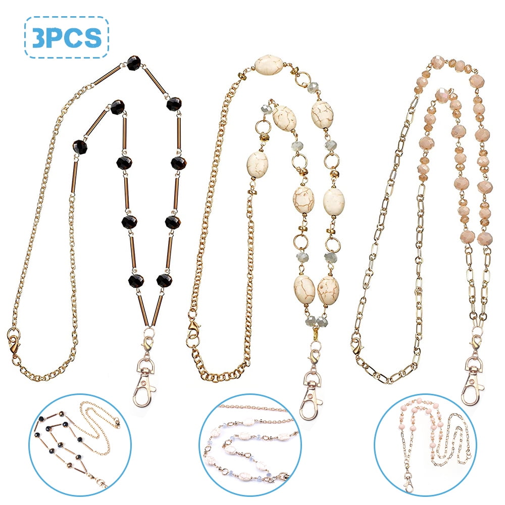 3 Pieces Retractable Badge Reel Lanyard for ID Holder Set, Necklace ...