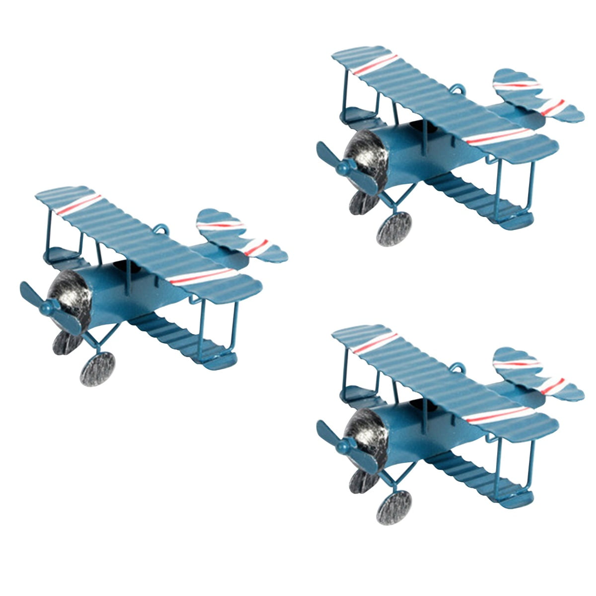 3 Pieces Retro Plane Decor Vintage Decorative Airplane Model Biplane ...