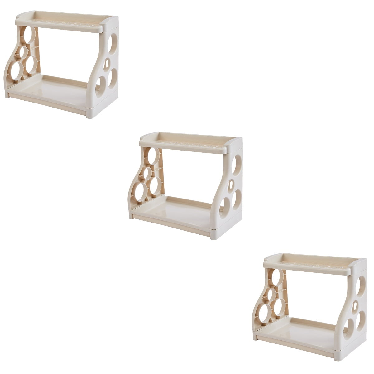 3 Pieces Risers Stoneware Seasoning Can Storage Rack Beige Convenient ...