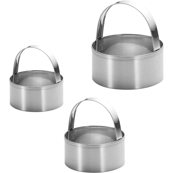 3 Pieces Round Biscuit Cutter with Handle - Stainless Steel Round ...