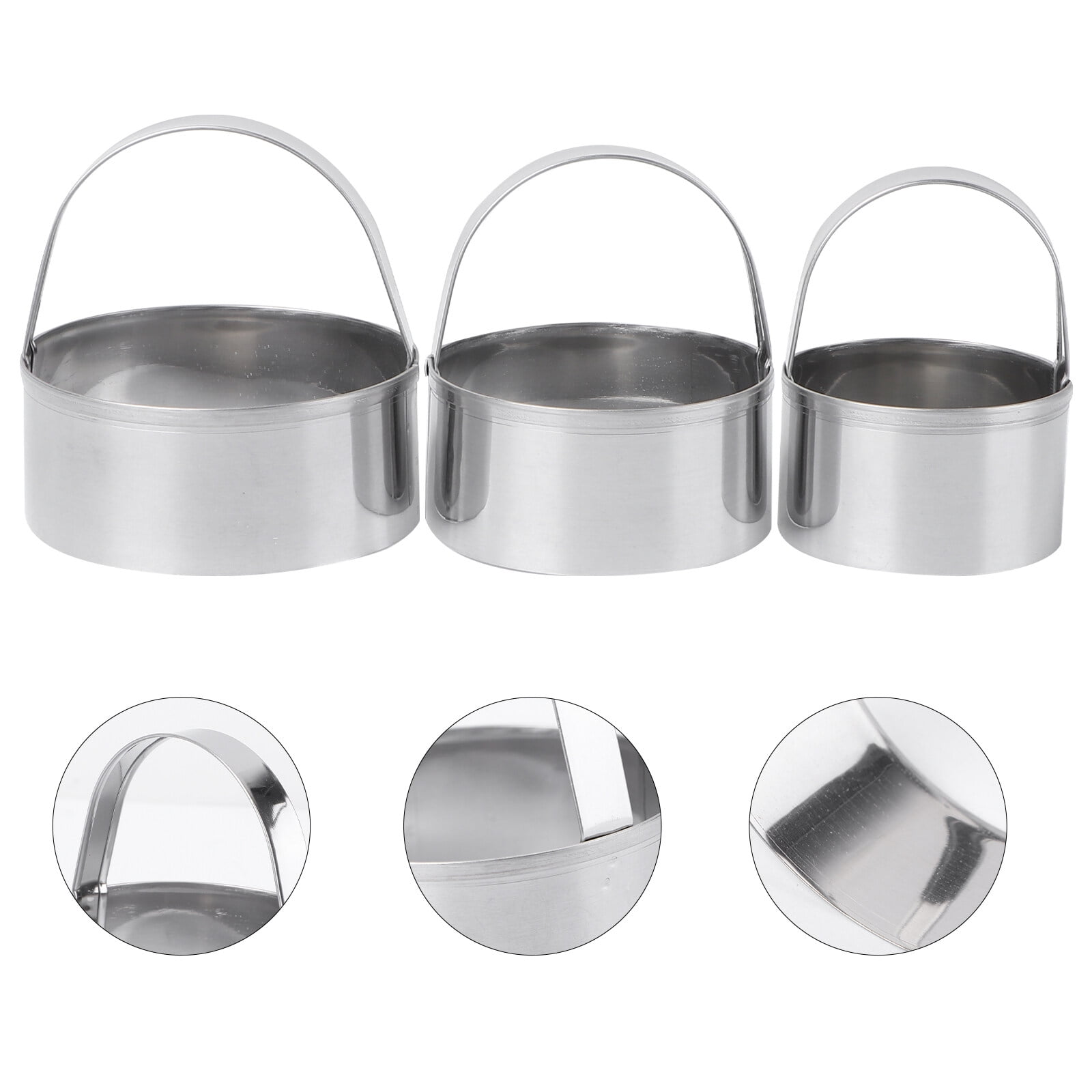 3 Pieces Round Biscuit Cutter with Handle, Stainless Steel Round Circle ...