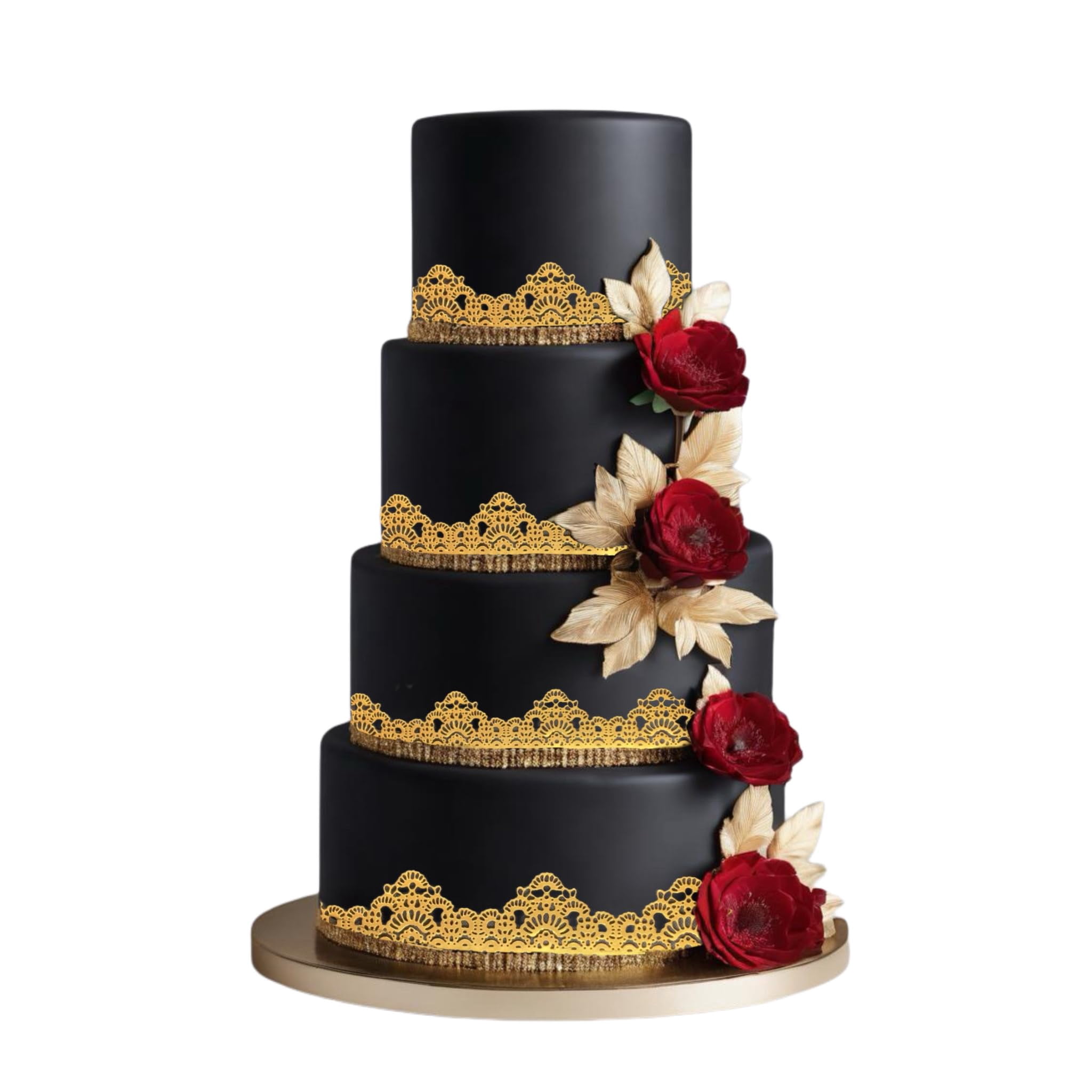 3 Pieces Shiny Gold Honeycomb Edible Sugar Cake Lace Strips - Ready to ...
