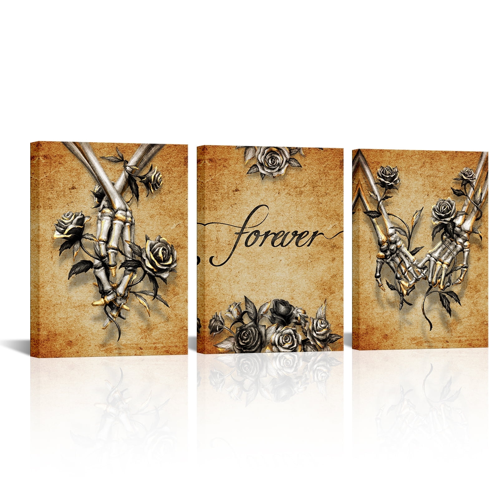 3 Pieces Skeleton Hand Wall Art Hands Forever Hand Painting Canvas ...