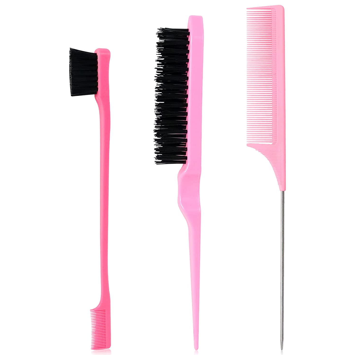 3 Pieces Slick Brush Set Bristle Hair Brush, Teasing Brush Edge Brush ...