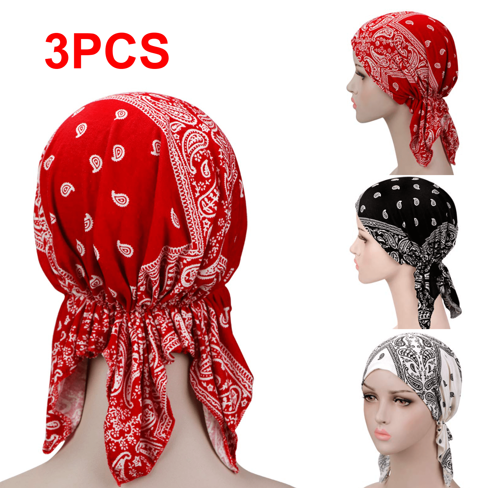 3 Pieces Slip On Pre Tied Chemo Head Scarves Women Headwear Turban ...