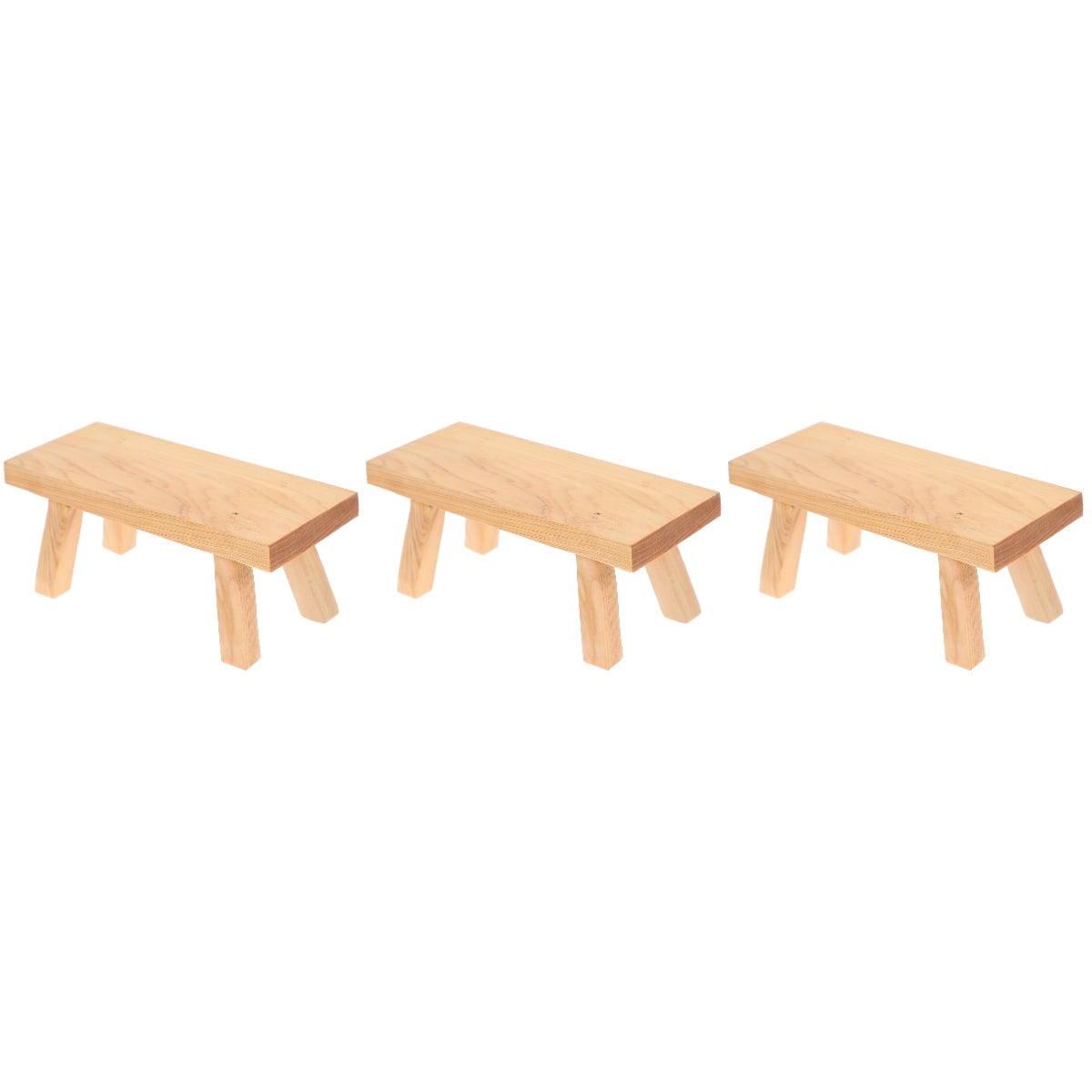 3 Pieces Small Bench Decoration Wooden Stool Statue Shaped House Plants ...