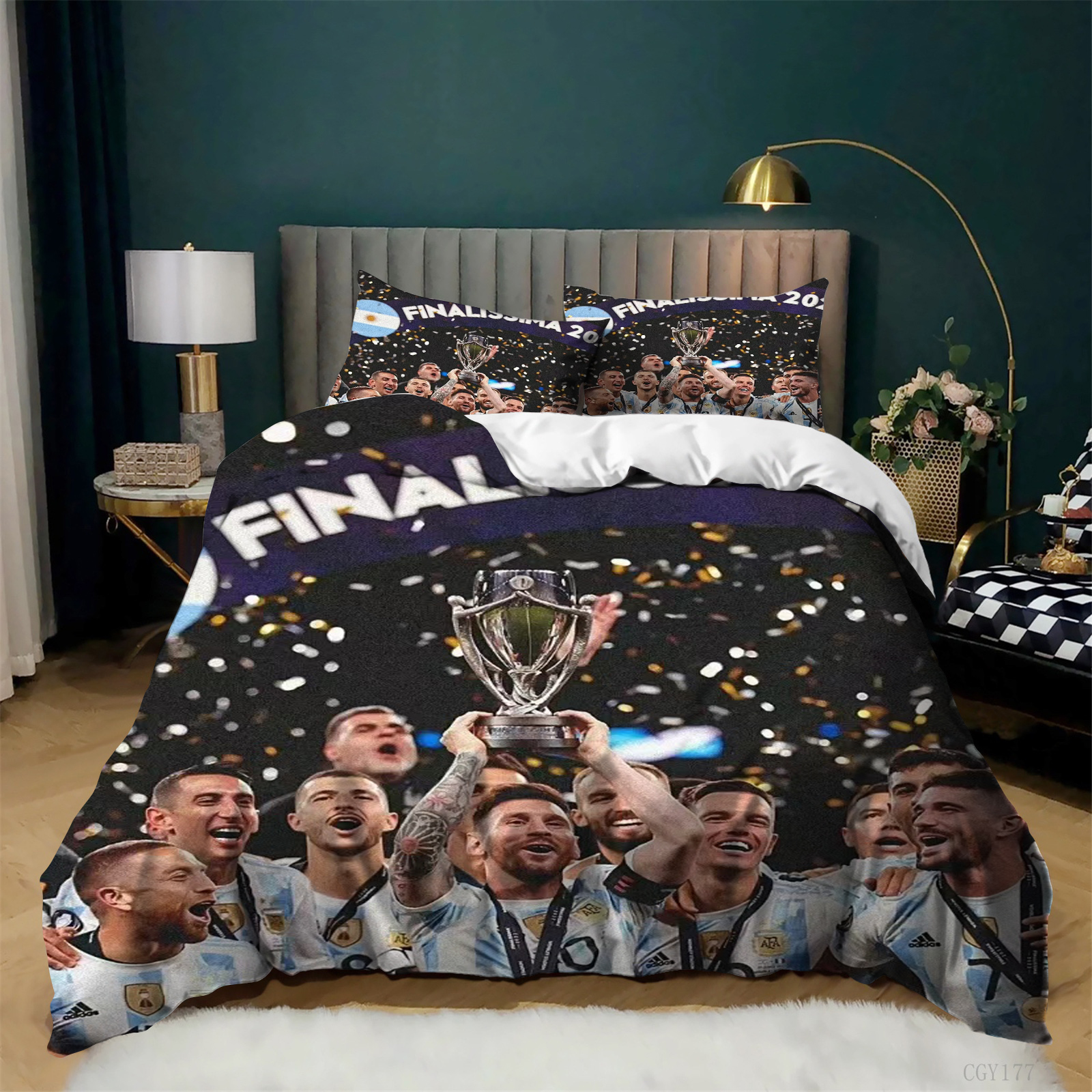 3 Pieces Soccer Star Messi_10 Bedding Set Lightweight Duvet Cover Set ...